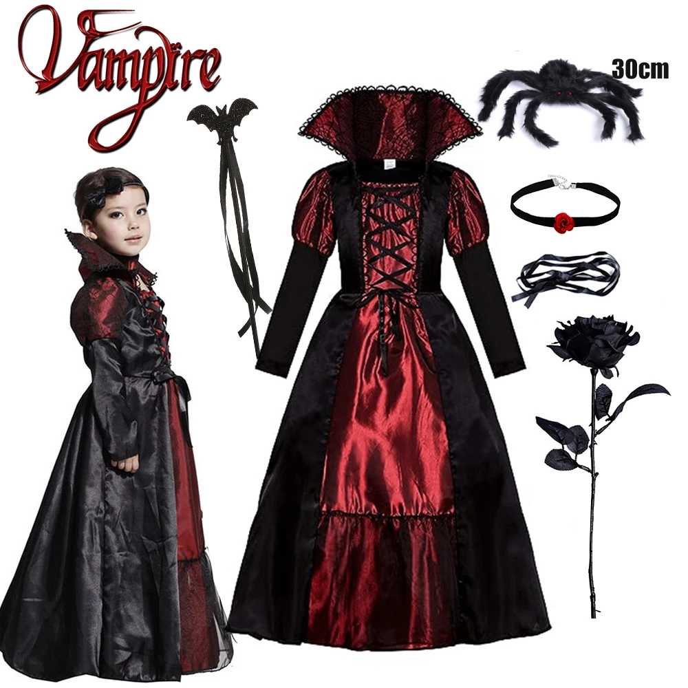 3PCS-Vampire-Costume-Dress-for-Kids-Girl-Fancy-Halloween-Dress-Up-Party ...