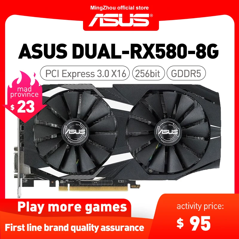 Asus rx 580 8gb gddr5 256 bit gpu computador gaming desktop placa ...