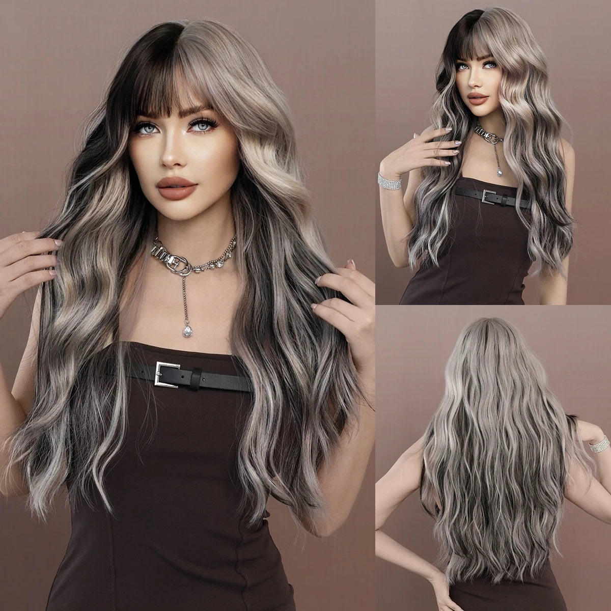 NAMM-Long-Wave-Wig-With-Silver-Gray-Gradient-Women-Popular-Synthetic ...