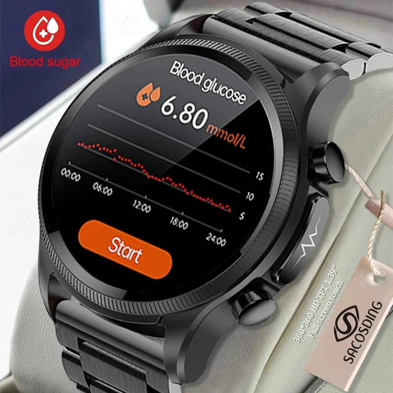 2023 새로운 혈당 스마트 워치 ECG 모니터링 혈압 체온 Smartwatch 남자 IP68 방수 피트니스 트래커 ...