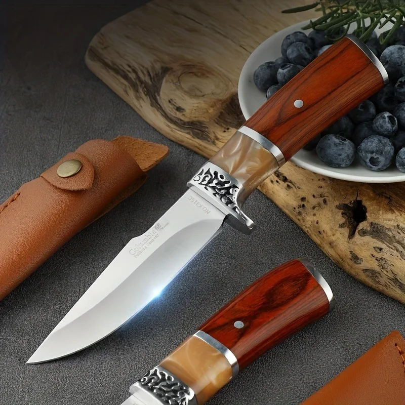 4-Meat-Cleaver-Hunting-Knife-High-end-Colored-Wood-Handle-Boning-Knife ...