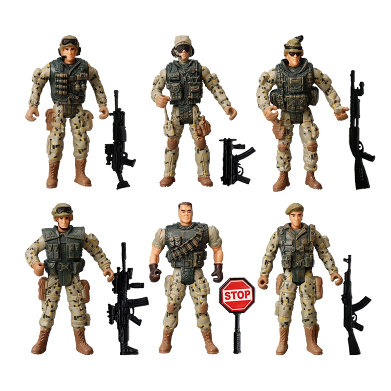 6pcs Army Men And Swat Team Special Forces Soldiers Wwii War Game Action Figures Playset ...