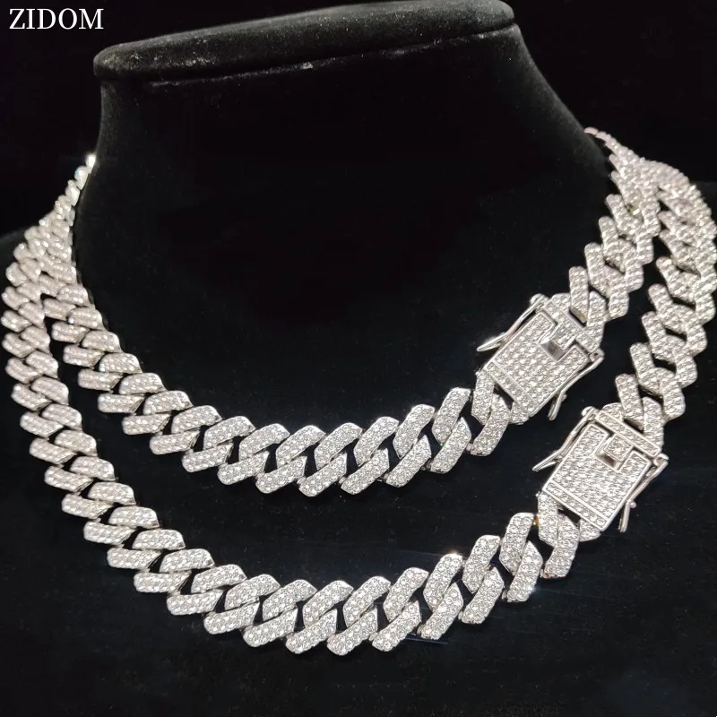 Men-Women-Hip-Hop-Rhombus-Cuban-Chain-Iced-Out-Bling-Necklace-14mm ...