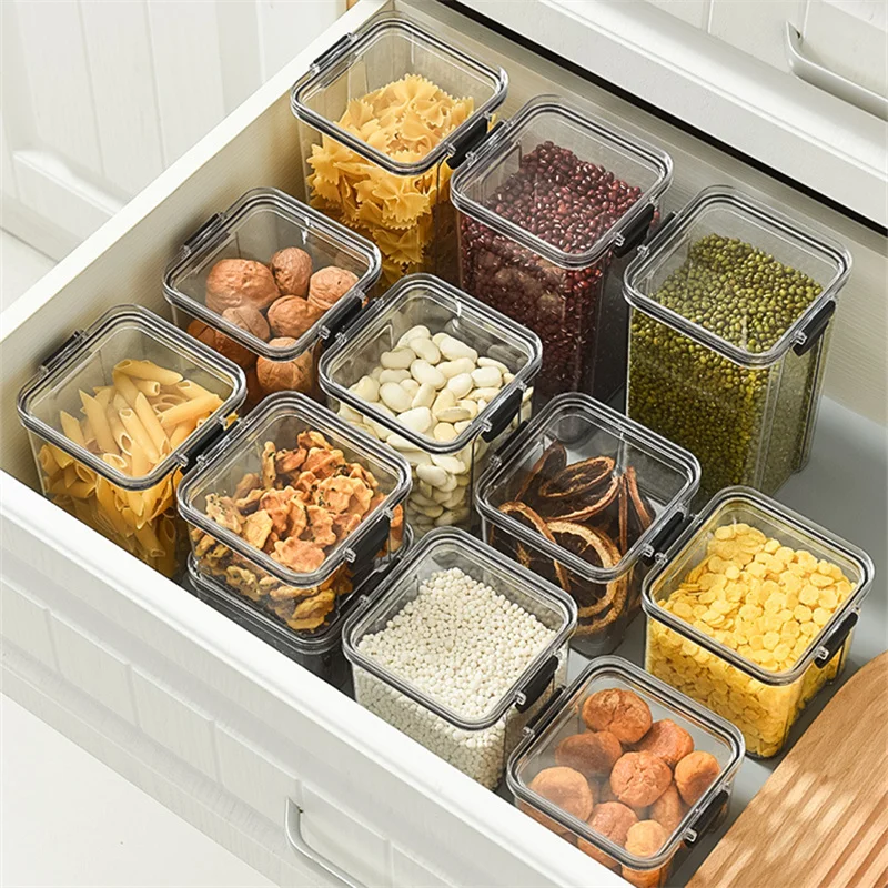 Transparent-Storage-Box-Rectangular-Stackable-Food-Grade-Sealed-Tank ...