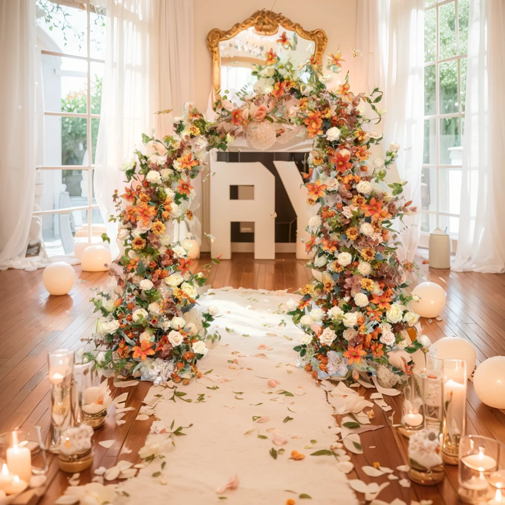 Serie-personalizada-arco-de-esquina-de-crisantemo-rosa-naranja-decoraci-n-de-boda-accesorios-de ...