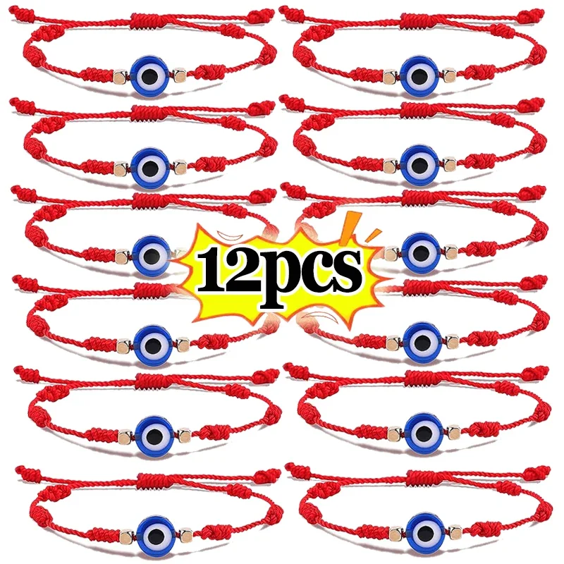 6-12pcs-Handmade-Red-Rope-Evil-Devil-s-Eye-Bracelets-Lucky-Adjustable-Braided-String-Couple ...