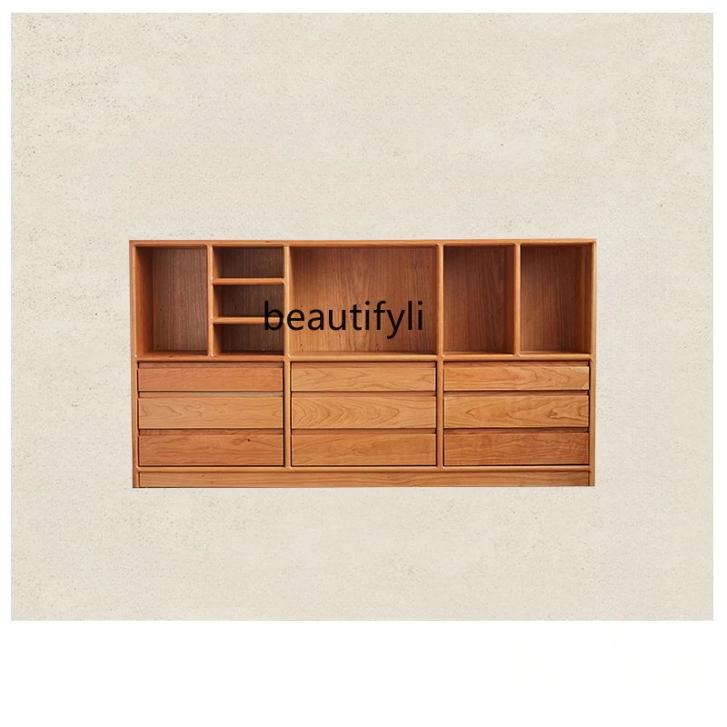 Simple-Solid-Wood-Bookcase-Storage-Combo-Display-Cabinet-Cherrywood ...