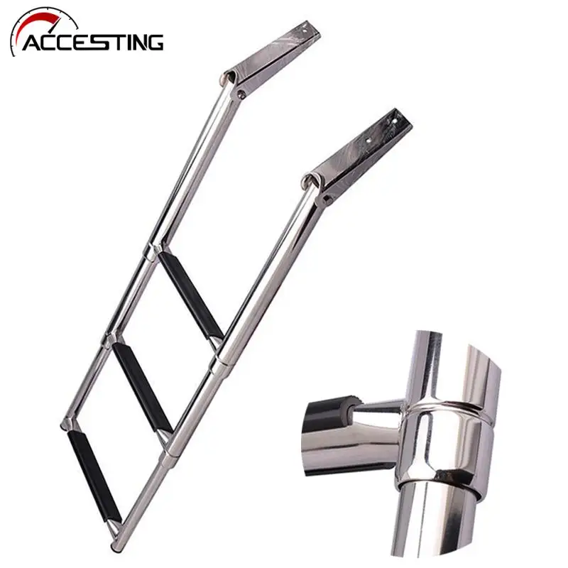 3 Step Telescoping Folding Ladder Platform Boarding Swim Step For Boat ...