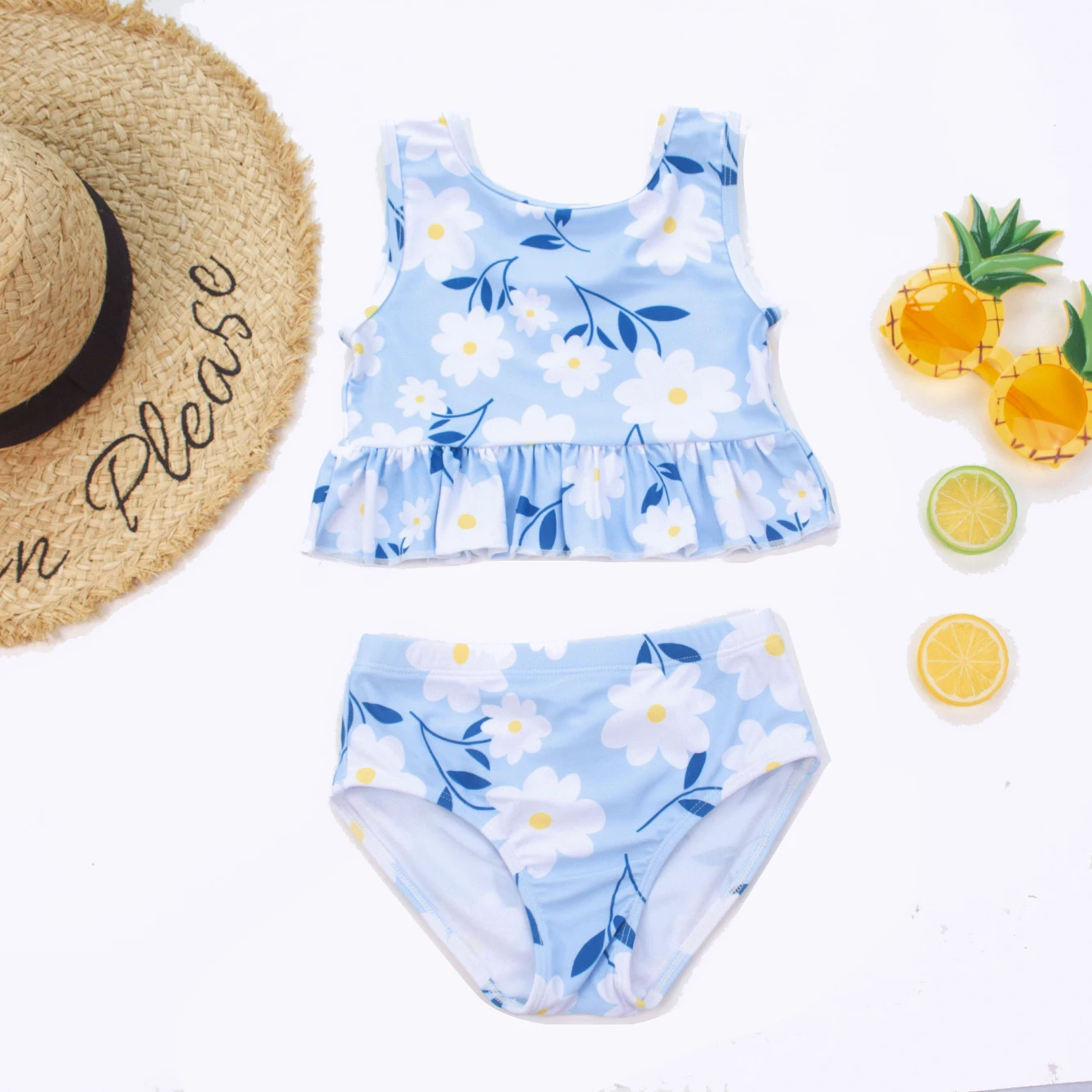 Floral-Ruffle-Stretchy-Girls-Kids-Swimwear-Summer-Outdoor-High-Waist ...