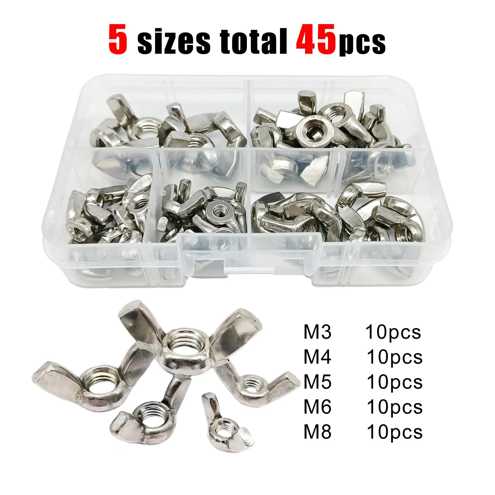 45pcs-Wing-Nut-Adjust-Thumb-Butterfly-Ear-Nut-Hand-Tighten-Thumbnut-M3 ...
