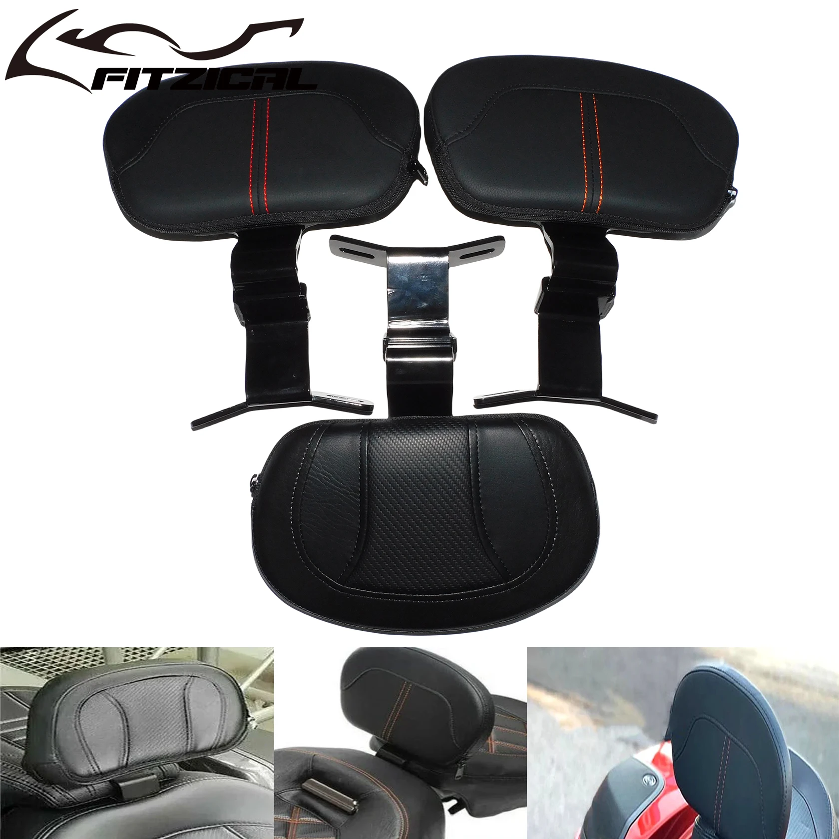Motorcycle-Black-Front-Driver-Rider-Backrest-Mounting-Kit-For-Harley ...