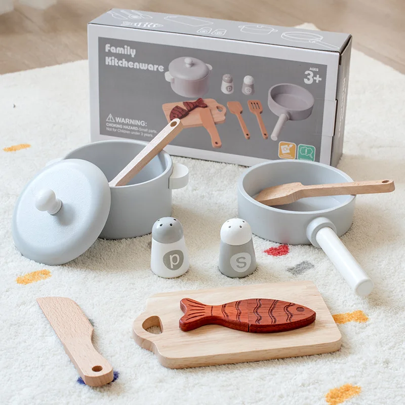 Wooden-Kitchen-Cooking-Toy-Set-Playing-Home-Simulation-Cooking-Utensils ...