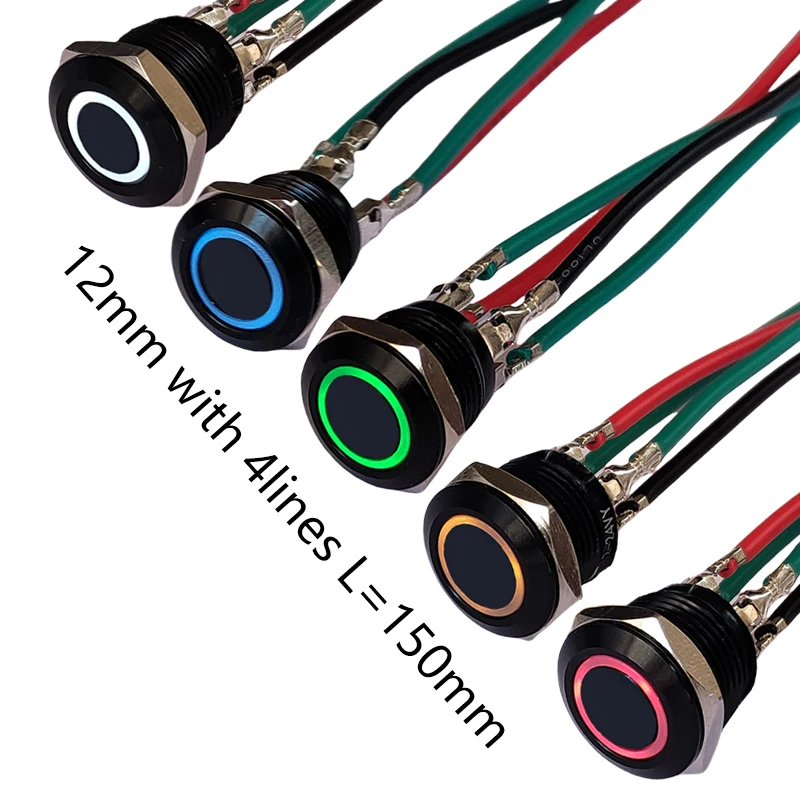 12mm-Super-Tiny-Black-Metal-Button-Switch-Add-4Lines-IP65-LED-3V-24V ...