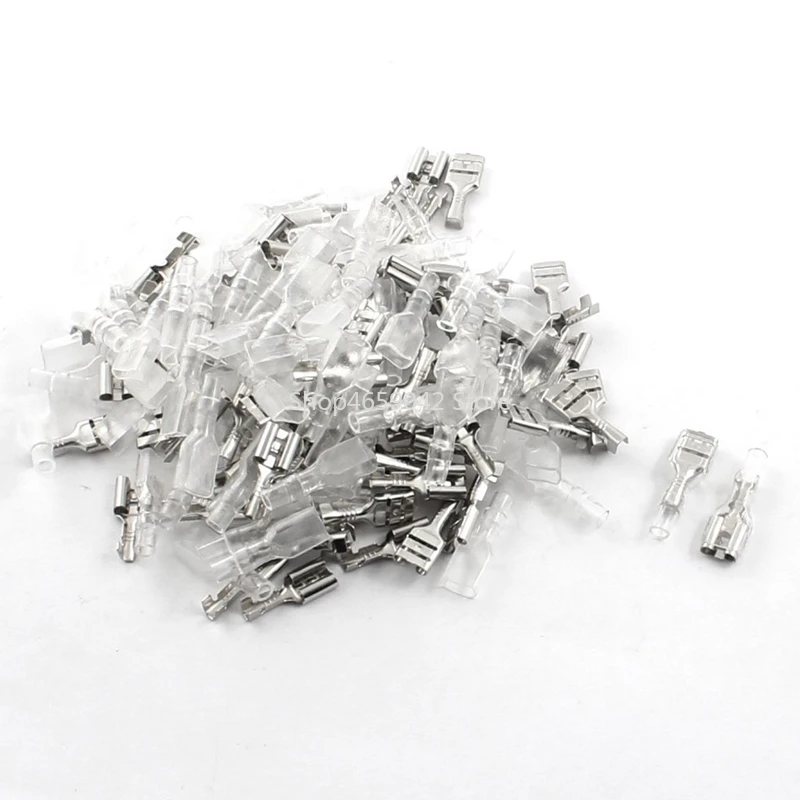 100PCS-50Pairs-6-3mm-Female-Spade-Crimp-Terminals-Electrical-Insulating ...