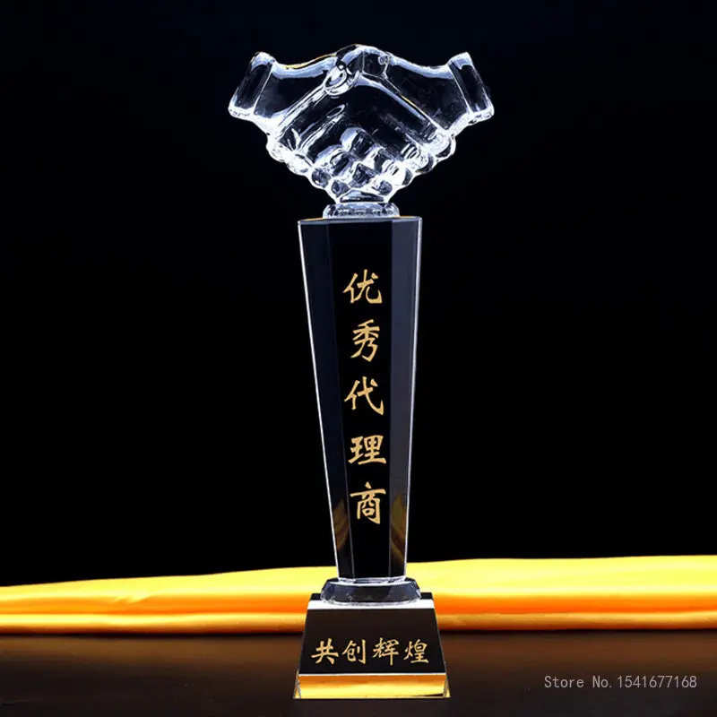 Customized-Engraved-Crystal-Trophy-Handshake-Modeling-for-win-Annual ...