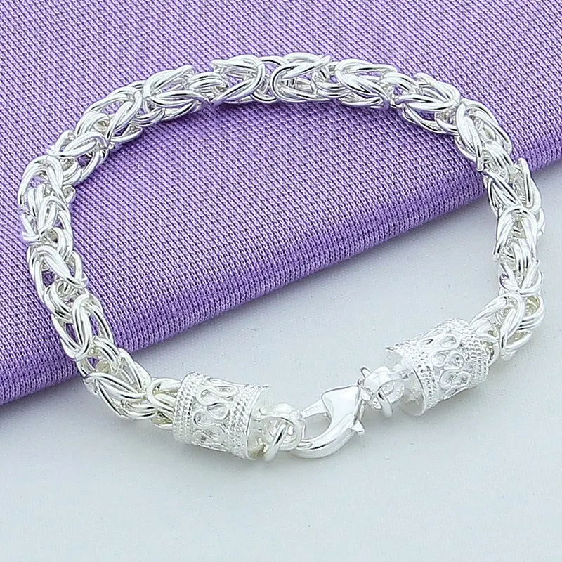 925 Sterling Silver Bracelet Double Cylinder Bracelet Ladies Fashion ...