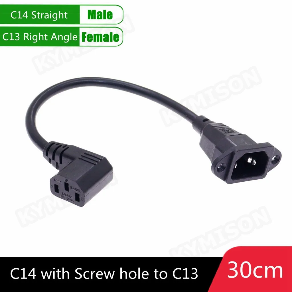 IEC320 C14 to C13 Extension cord,C14 with screw holes and C13 Short ...