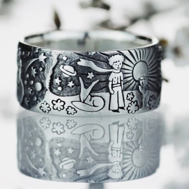 Little-Prince-Tames-Fox-Anime-Co-branded-Rings-Retro-Couples-Ring ...