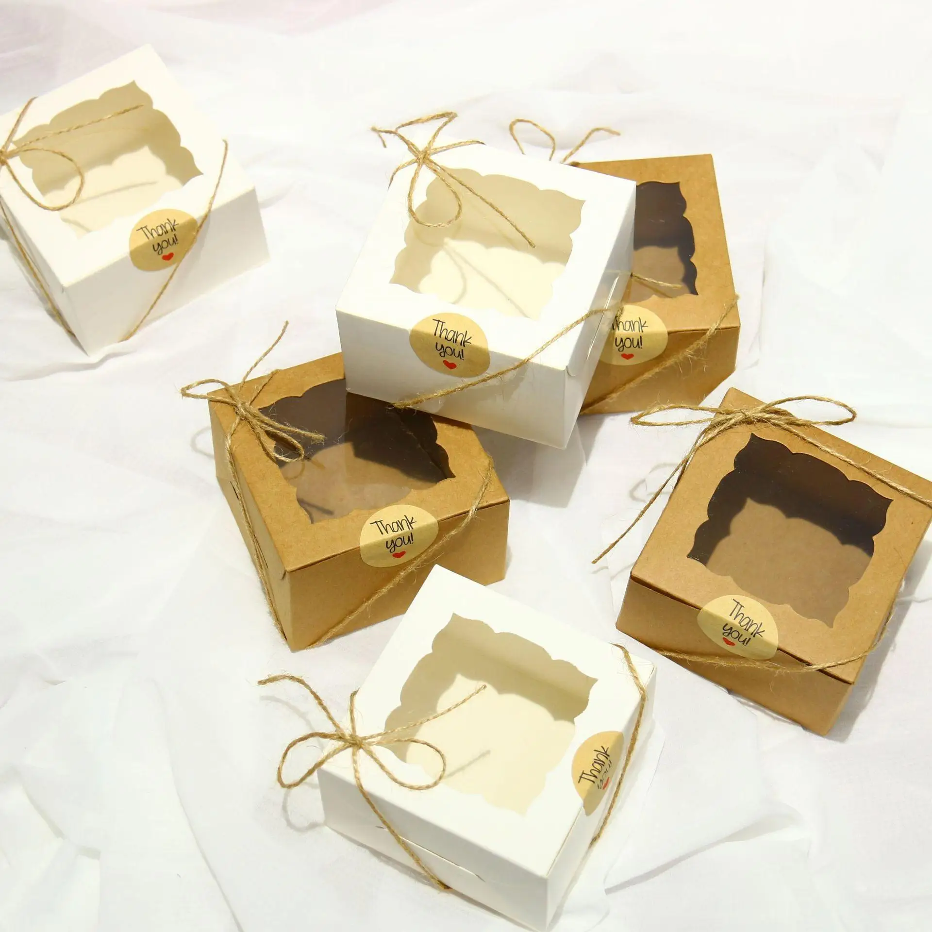 50pcs Cake Boxes,10x10x6cm White Cake Box with Window,Square Cardboard ...