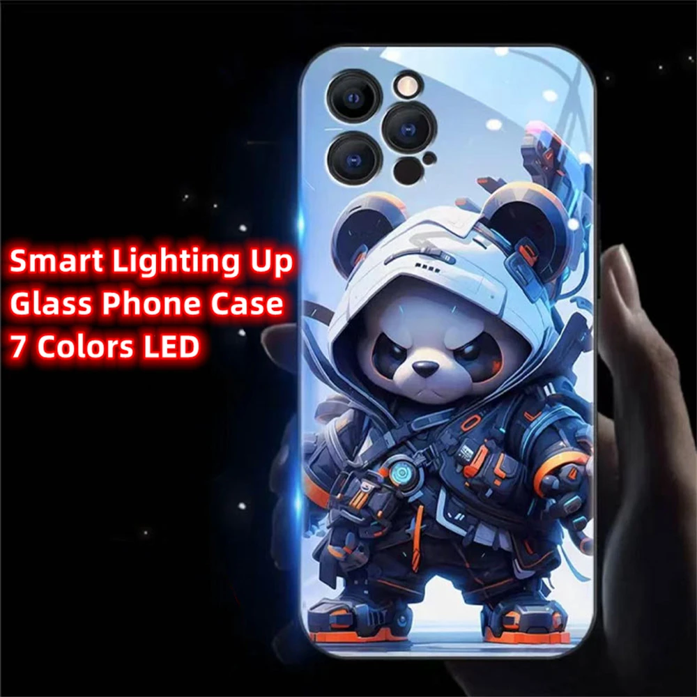 So-Cool-Panda-Warrior-Design-LED-Light-Glow-Luminous-Phone-Case-For ...
