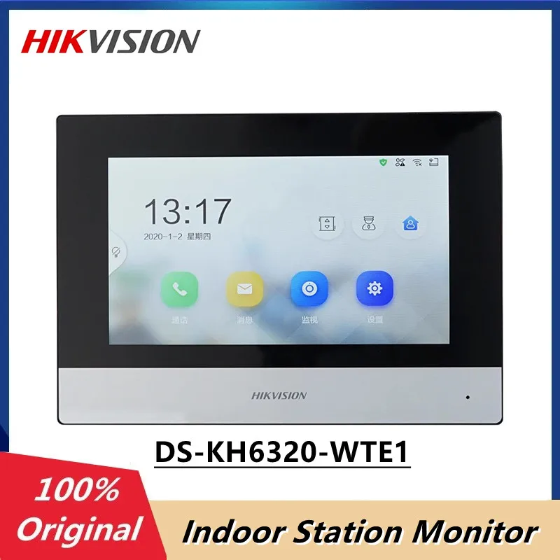 Hikvision DS-KH6320-WTE1 Indoor Station Monitor 7" Touch Screen Standard POE WIFI Wireless ...