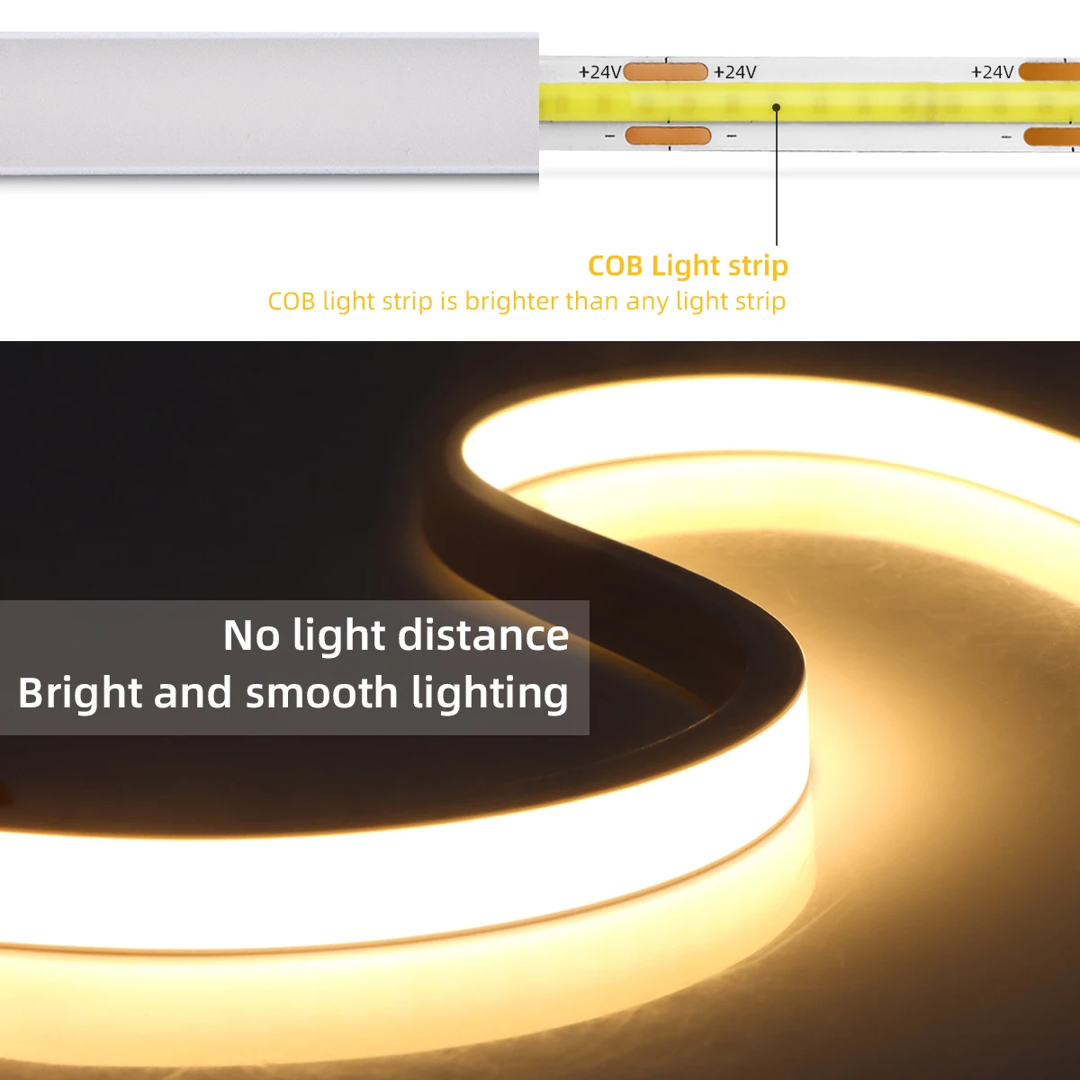 High Quality DC24V 1M-10M 100% Pure Silicone Tube COB Neon Strip Light ...