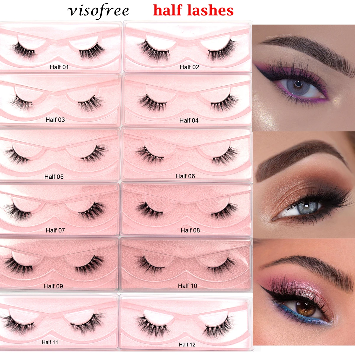 Visofree Half Lashes Natural False Eyelashes Fake Lashes Wispy Long ...