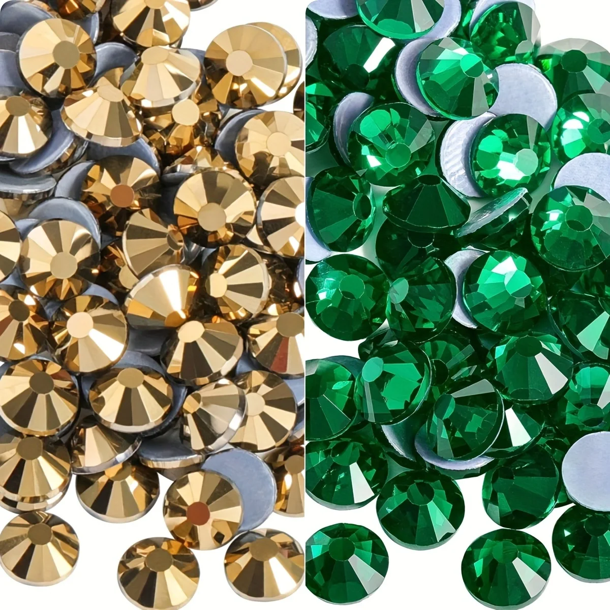 Mine Golden Emerald A4 Hotfix Rhinestones 12 Cut Glass Flatback ...