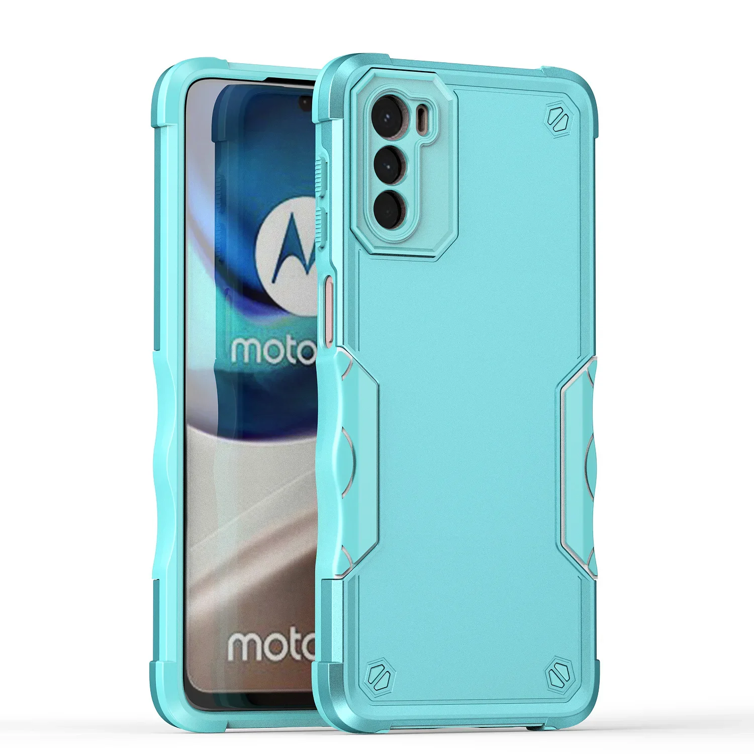 10pcs Side Slip Stripe Armor Phone Case Set for MOTO Edge X30 (Mint blue)