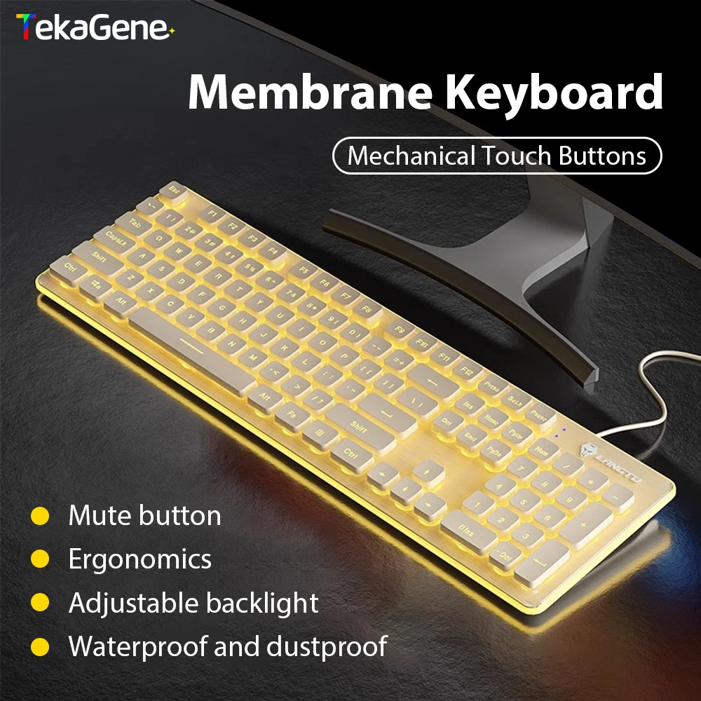 Silent-Mechanical-Sensation-Work-Gaming-Membrane-Keybaord-104-Key ...