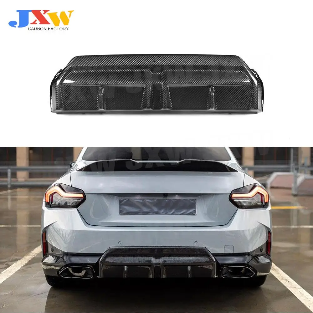 For 2 Series Real Dry Carbon Fiber Car Rear Bumper Lip Diffuser Spoiler ...