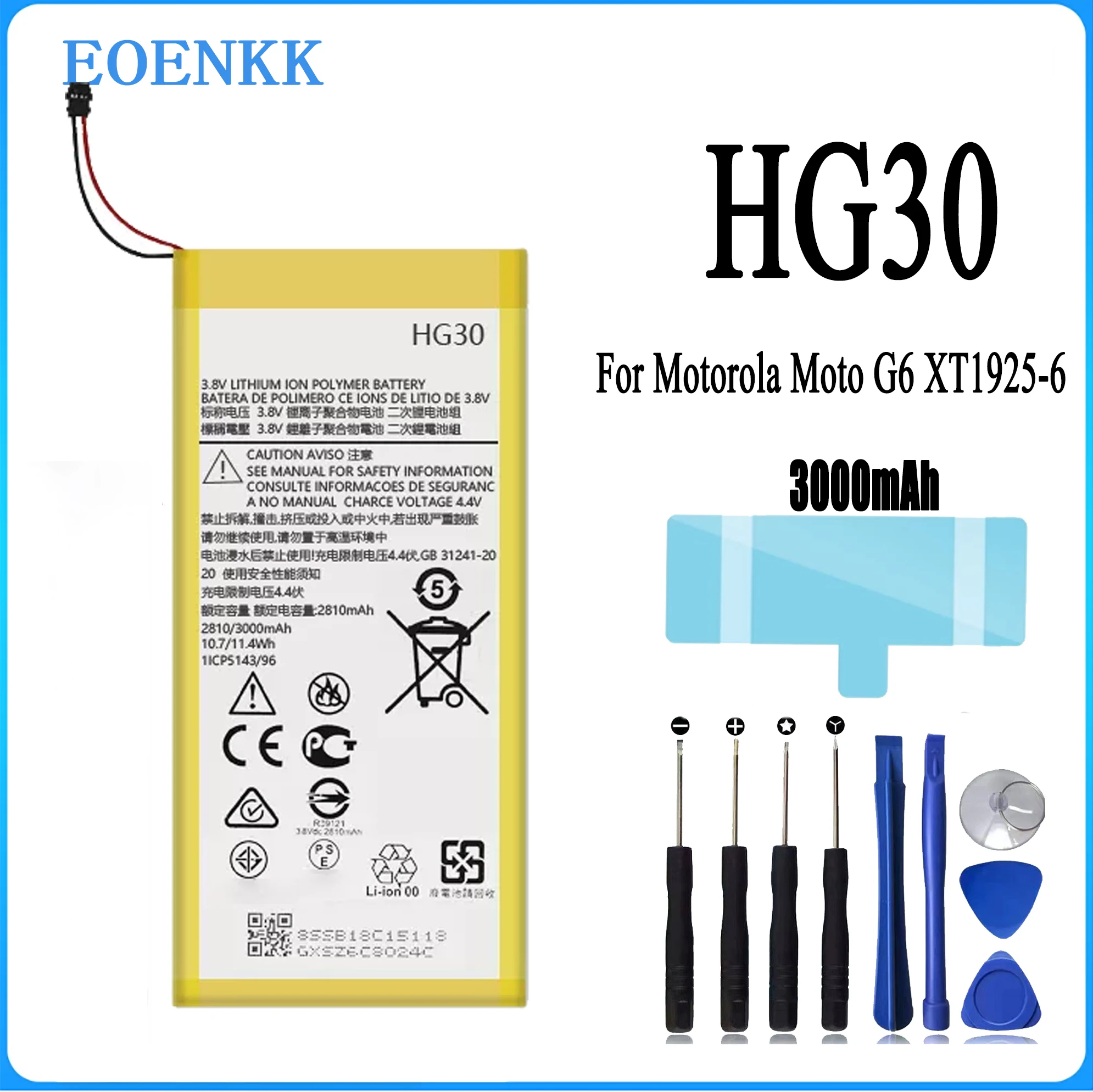 Substituição da bateria HG30 para Motorola Moto G6, XT1925-6, Peça de ...