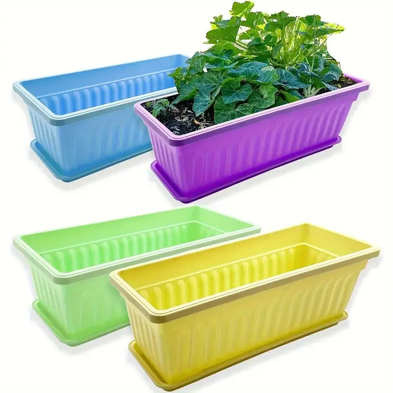 Plastic Square Flower Pot With Drainage Holes Garden Vegetables Growing ...