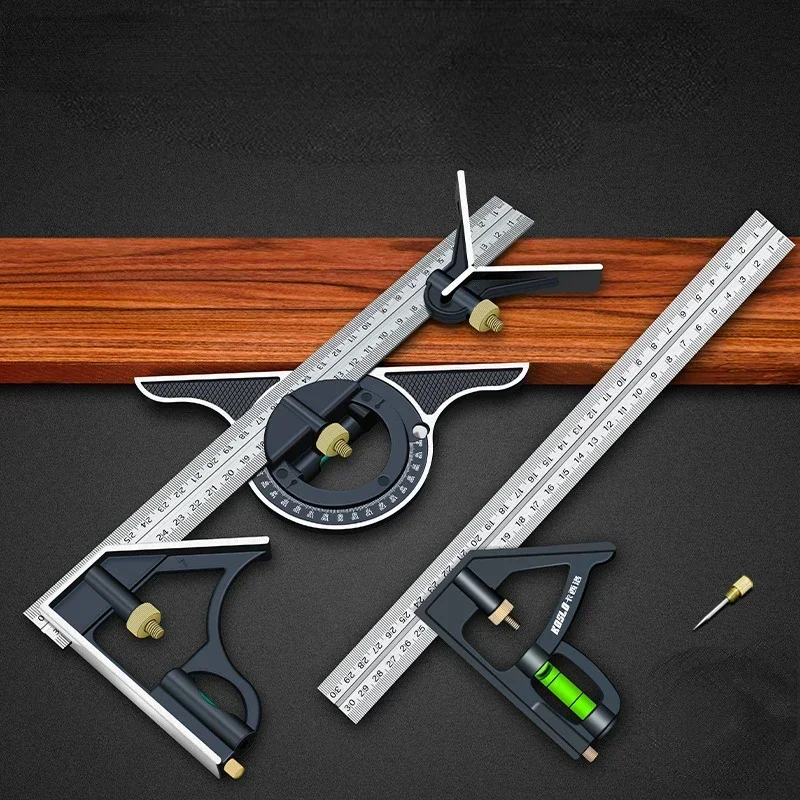 3-In-1-Square-Angle-Ruler-Set-Engineer-Adjustable-Combination-Spirit ...