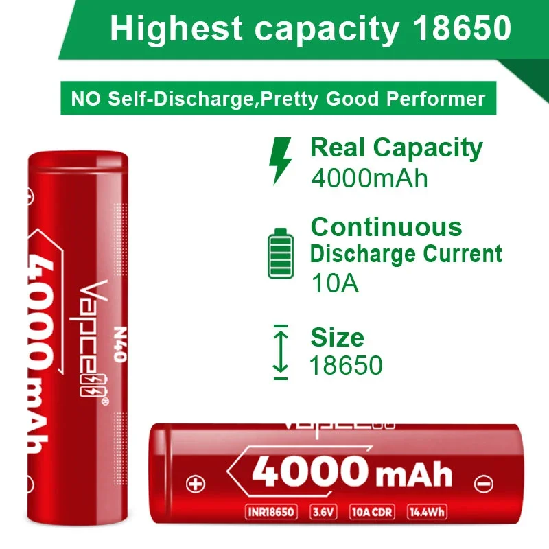 1-10pcs-Grade-A-Full-New-Vapcell-N40-18650-Battery-4000mah-10A-3-6V ...