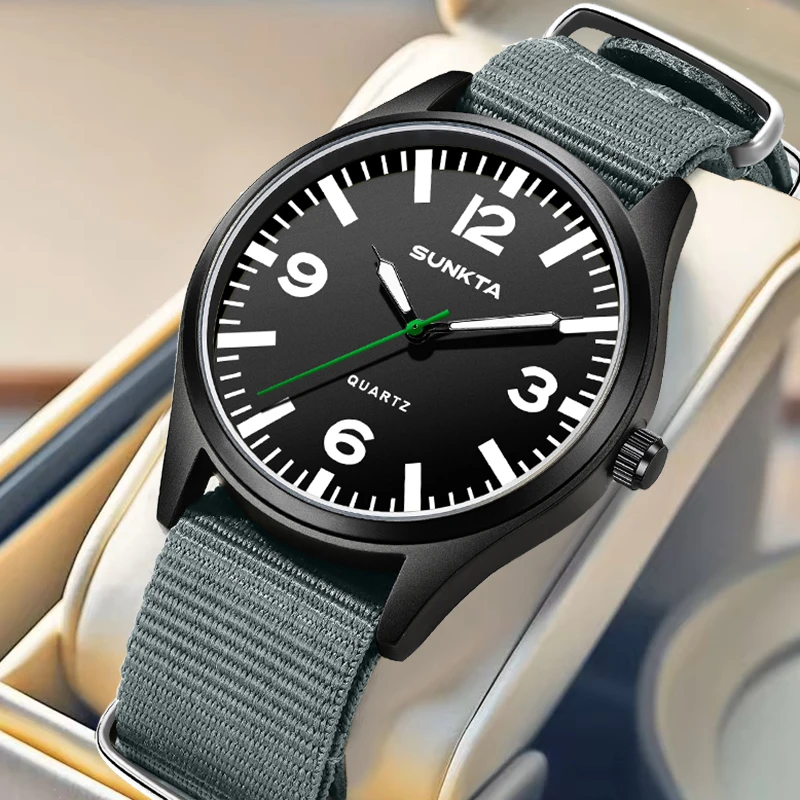 SUNKTA LIGE New Sports Watch For Men Fashion Nylon Strap Waterproof ...