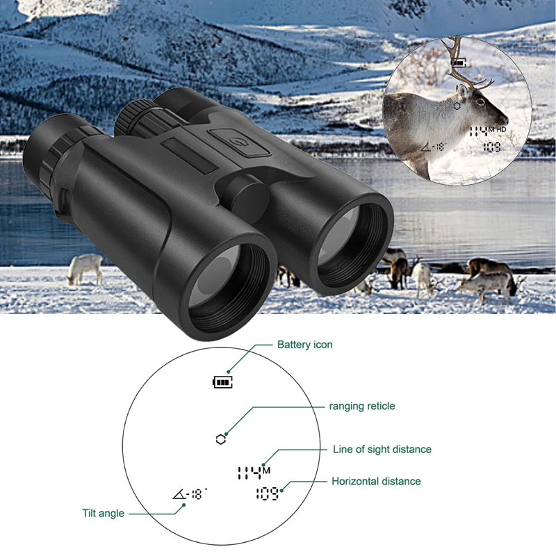 Laser Rangefinder Binoculars 1200M Range Finder Scope 8x21 Hunting ...