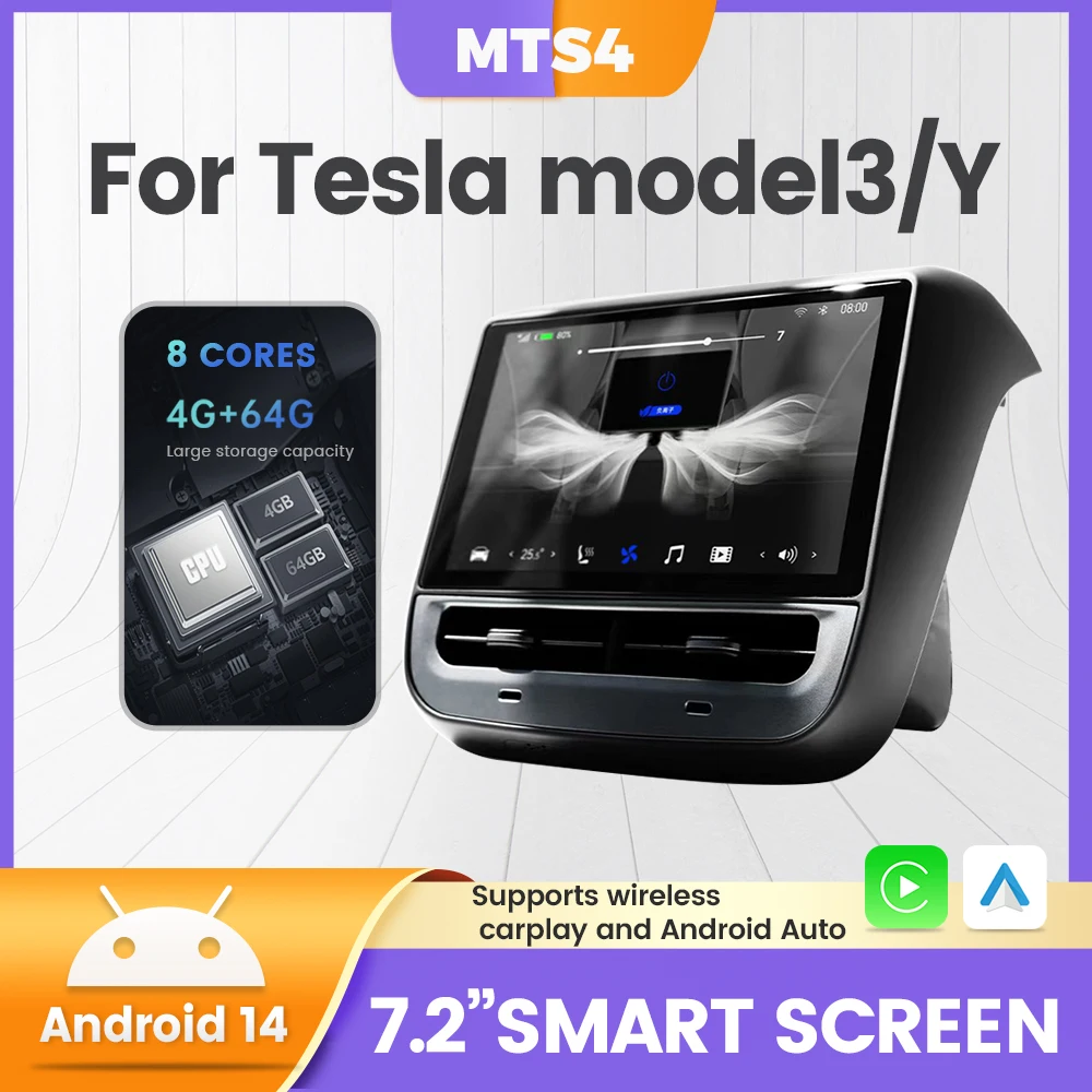 NEW-Android-14-7inch-smart-screen-Car-Radio-For-Tesla-Model-3-Y-Rear ...