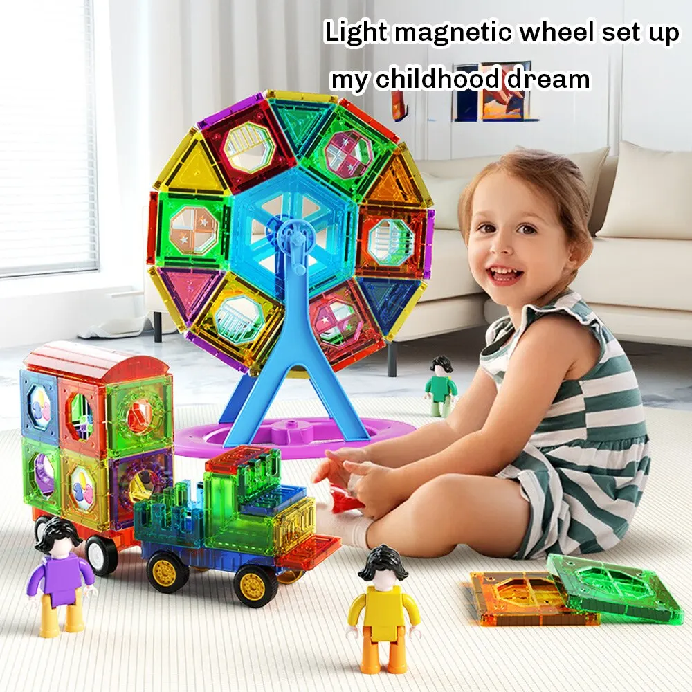 43-55-56PCS-Magnetic-Building-Tiles-3D-Building-Blocks-Construction-Set ...