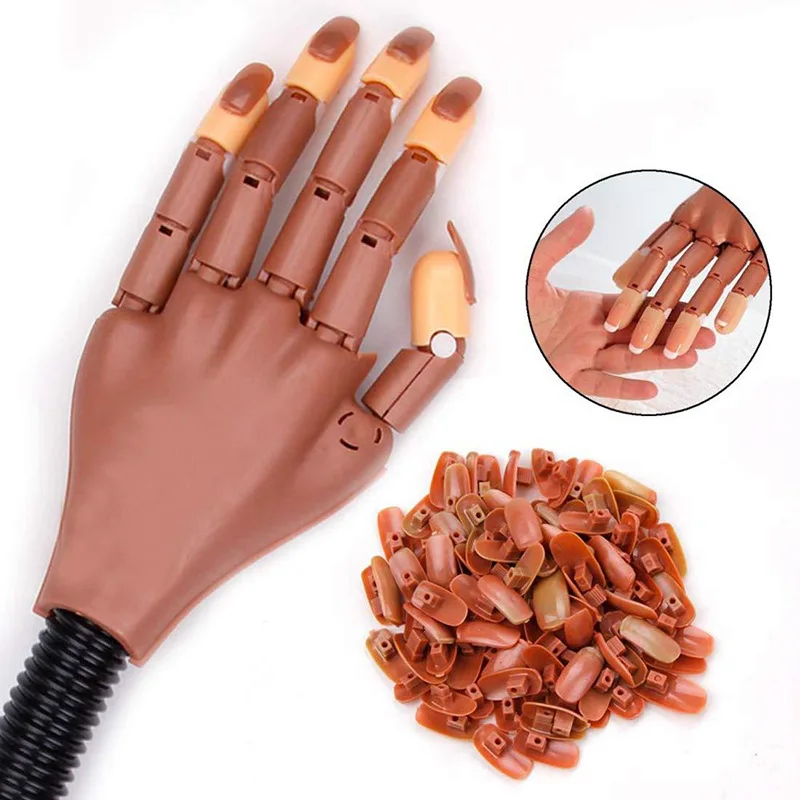 Adjustable Manicure Practice Hand+100pcs Nail Tips Nail Training Hand ...