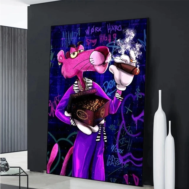 Pink Panther Smoking Weed