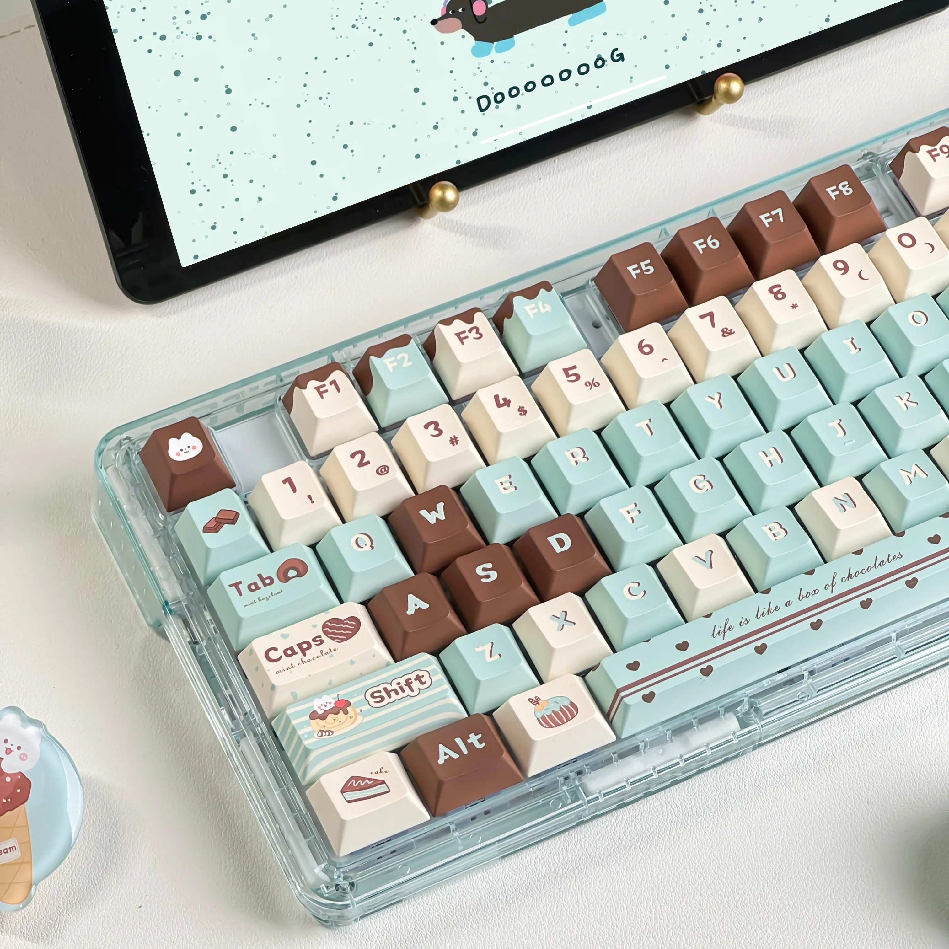Mint-Chocolate-Theme-Keycaps-Set-PBT-Sublimation-Cherry-Profile-Key ...