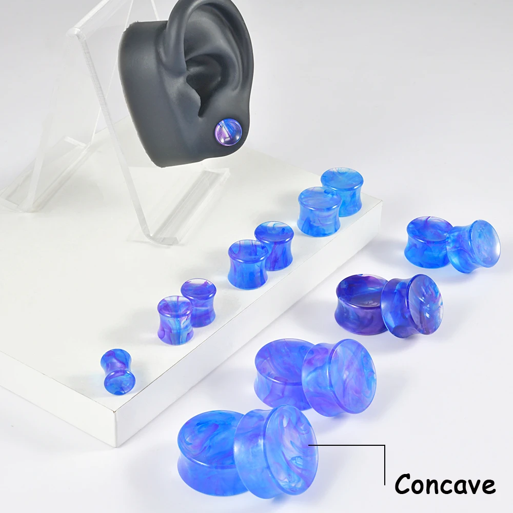 PAIR-Fancy-Acrylic-Purple-Smog-Concave-Ear-Piercing-Plugs-And-Tunnels ...