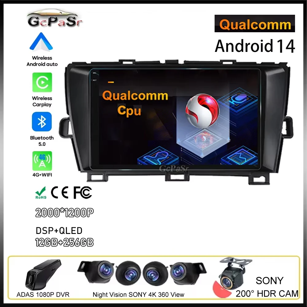 Qualcomm-Android-For-Toyota-Prius-XW30-2009-2015-360-Cameras-Navigation-Car-Radio-Autoradio ...
