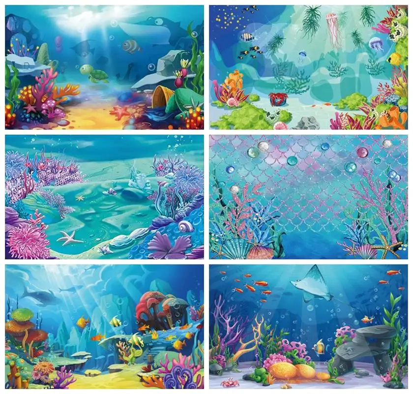 Photo Backdrop Under The Sea Backdrop 20x10 Ft - Blue Ocean Coral Reef ...