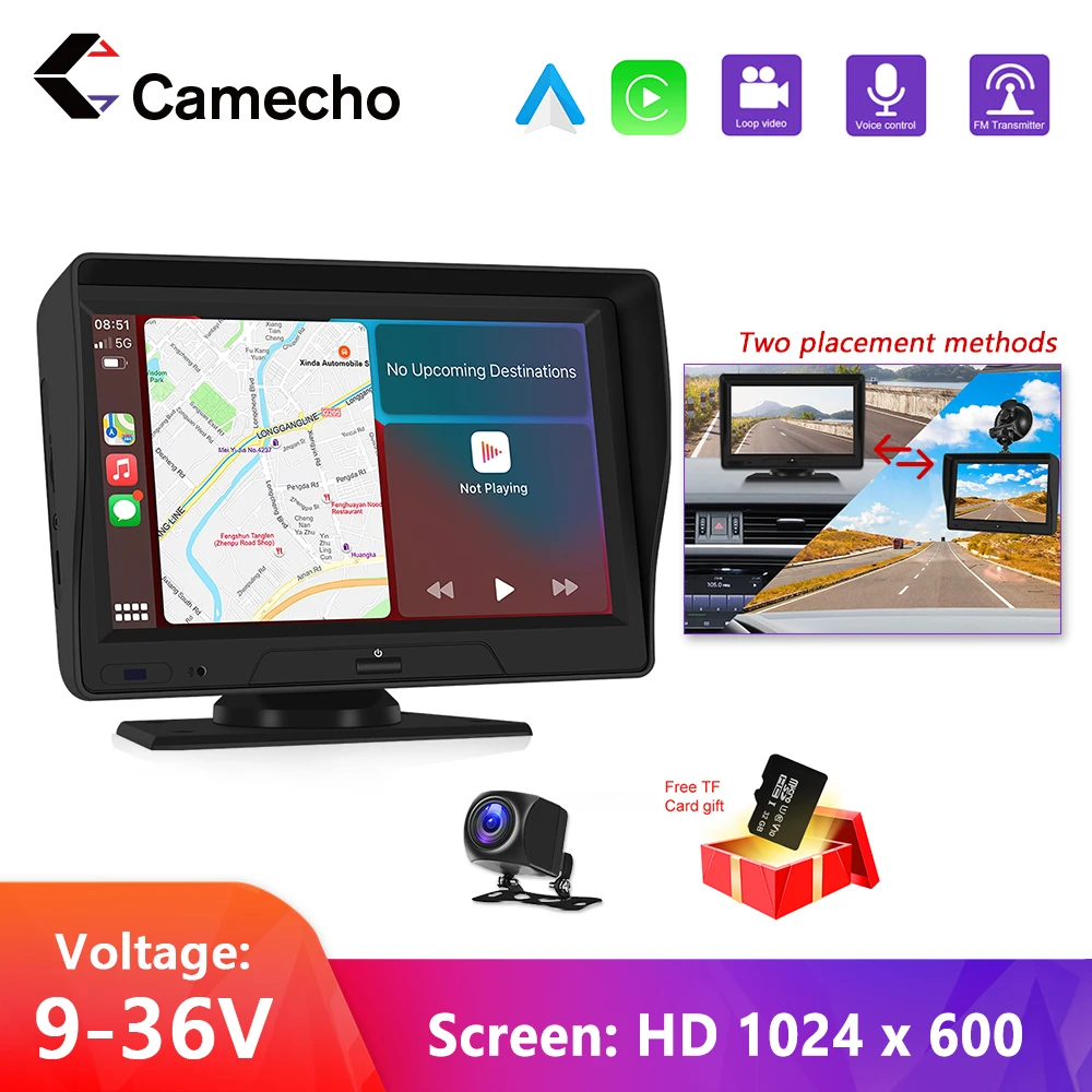 Camecho-Car-Monitor-Portable-Wireless-CarPlay-Navigation-for-All-Cars ...