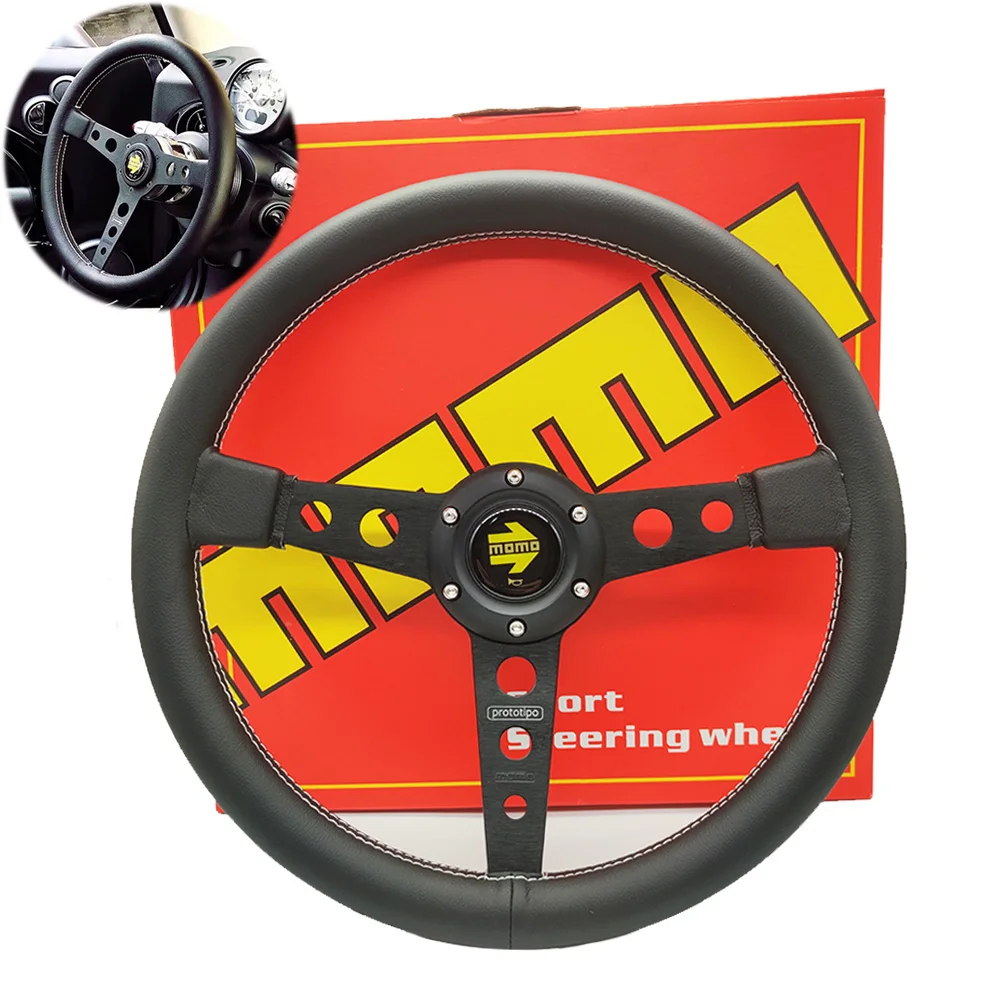 Volant-en-cuir-Momo-pour-voiture-volant-de-course-modifi-volant-plat ...