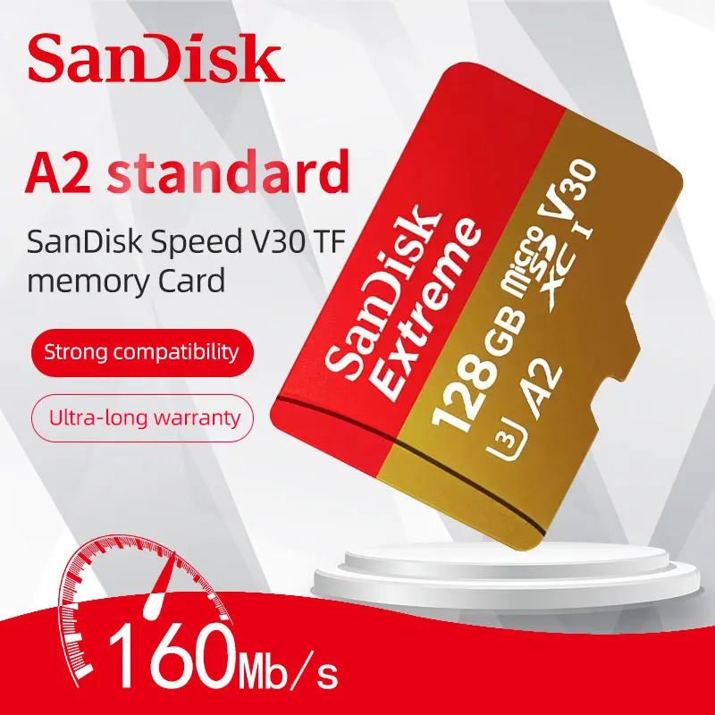 100% Original Sandisk Extreme Cartão De Memória 32gb 64gb 128gb 256gb Sdhc Classe 10 U3 160 M/s ...