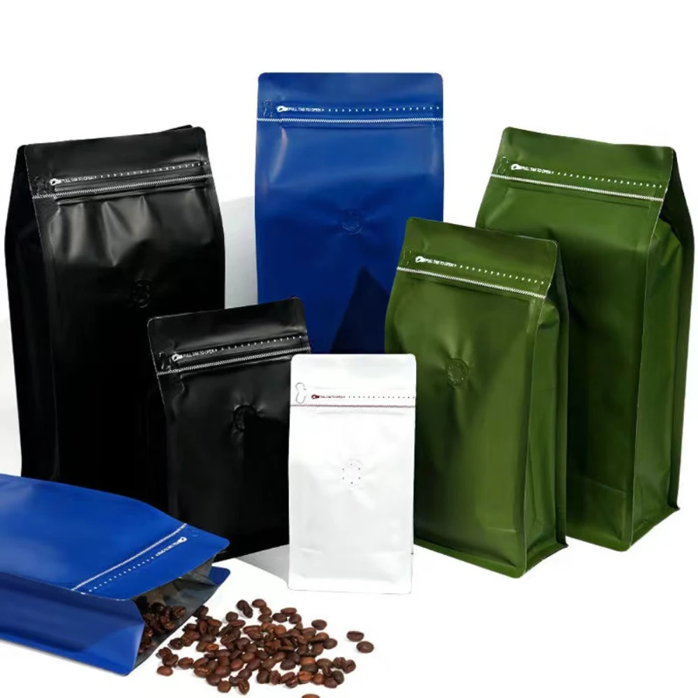 50pcs Matt Navy blue Coffee Beans Protein Powder Packaging Bag with Air ...