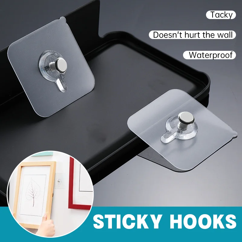 Strong-Adhesive-Hooks-Transparent-Strong-Wall-Storage-Hook-Poster-Photo ...